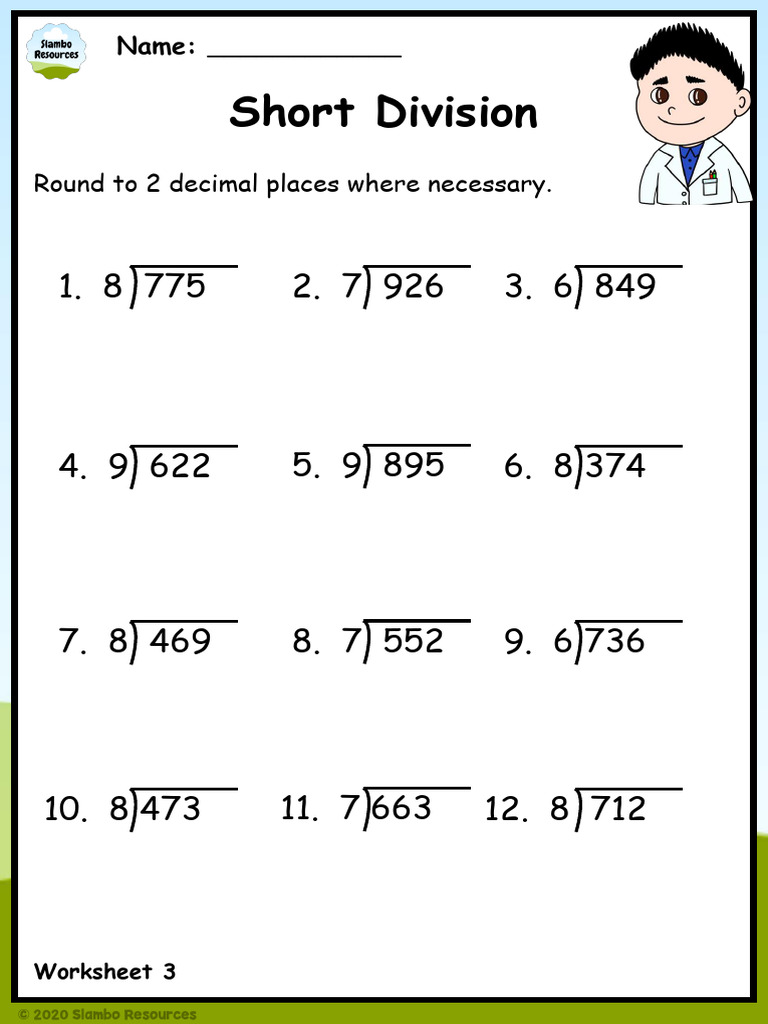 Grade 5 Short Division Worksheet | PDF