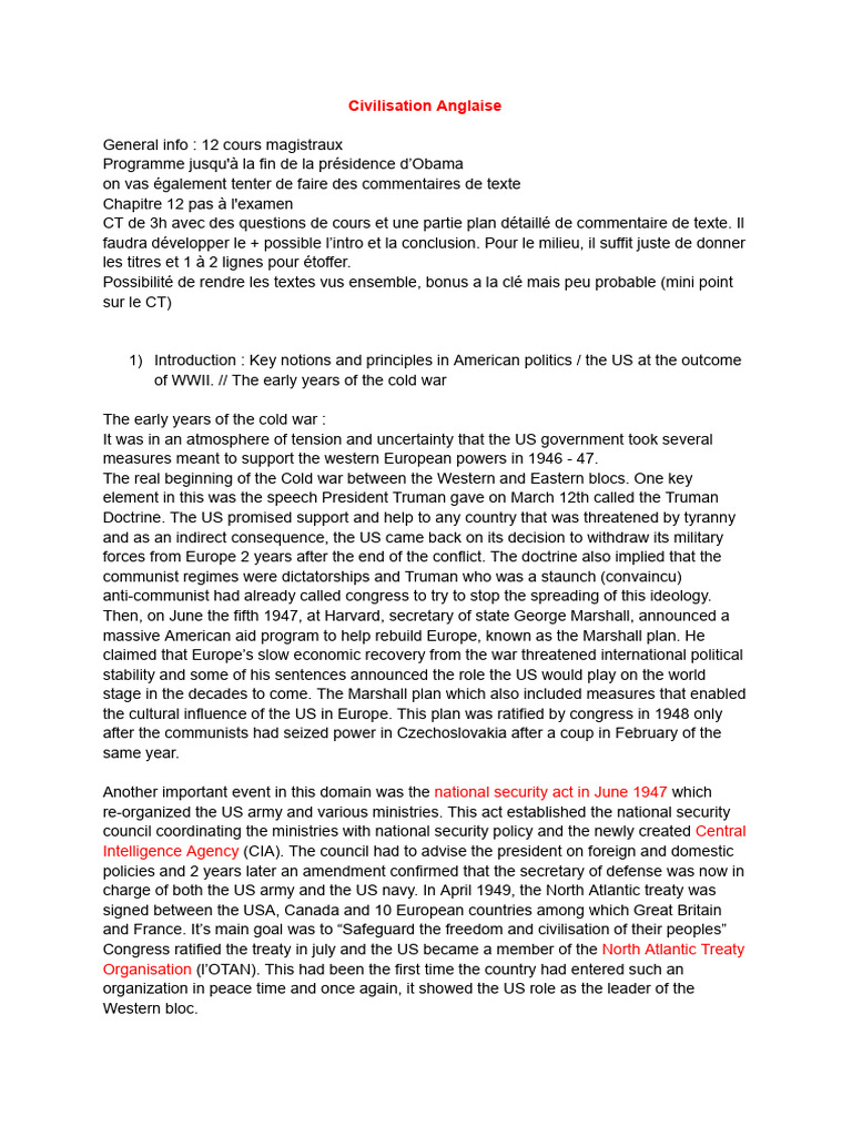 Civilisation Anglaise L2 | PDF | Alger Hiss | Cold War