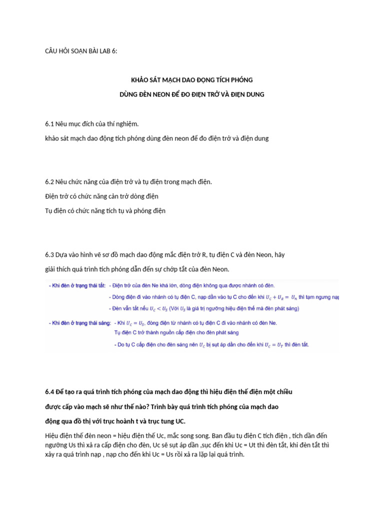 Câu Hỏi Soạn Bài Lab 6 | PDF