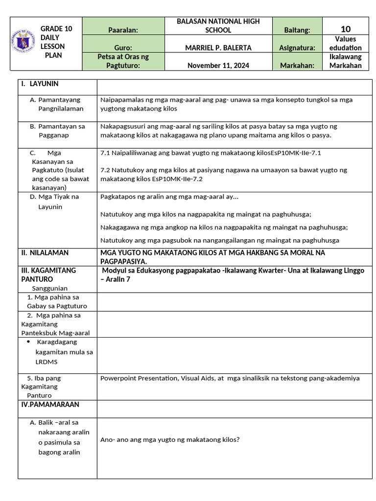 Lesson Plan 7.1,7.2, Nov. 12 | PDF