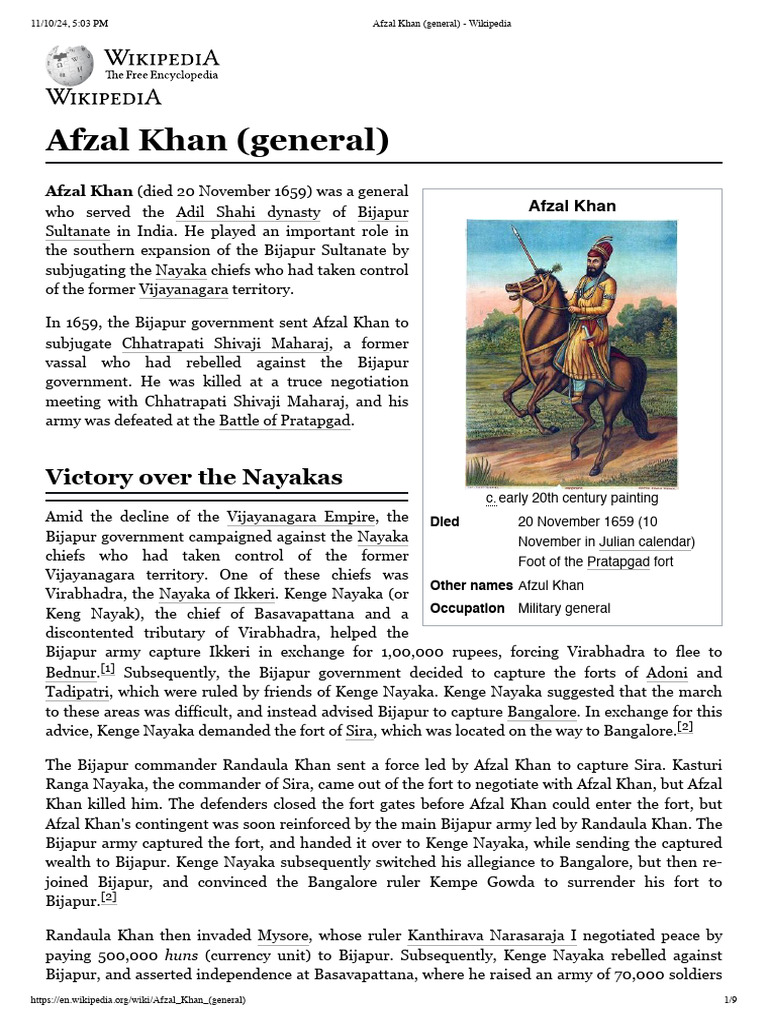 Afzal Khan (General) - Wikipedia | PDF