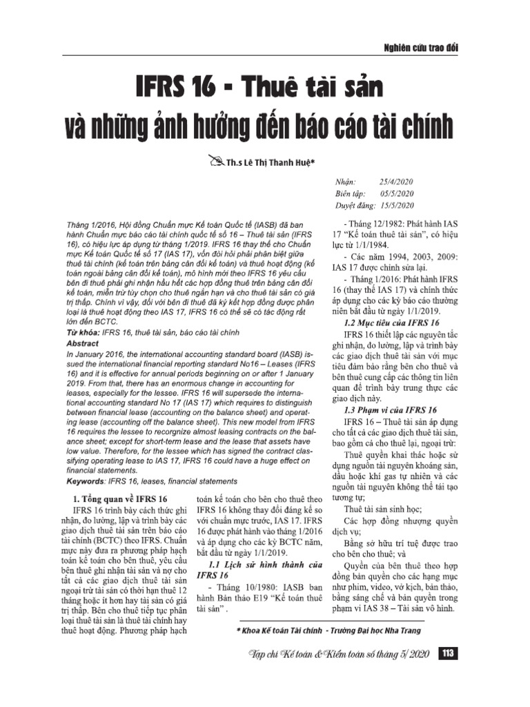 IFRS 16 Thue Tai San Anh HG Den BCTC | PDF