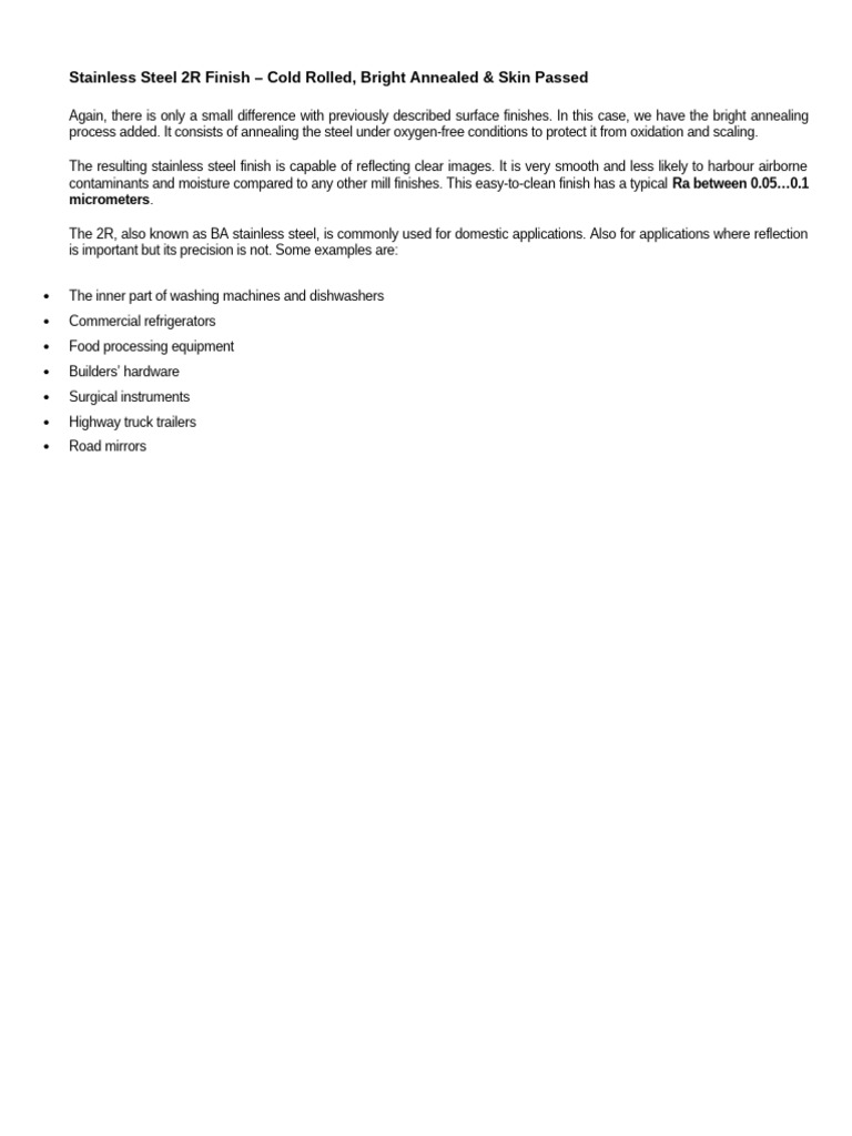 Stainless Steel 2R Finish | PDF