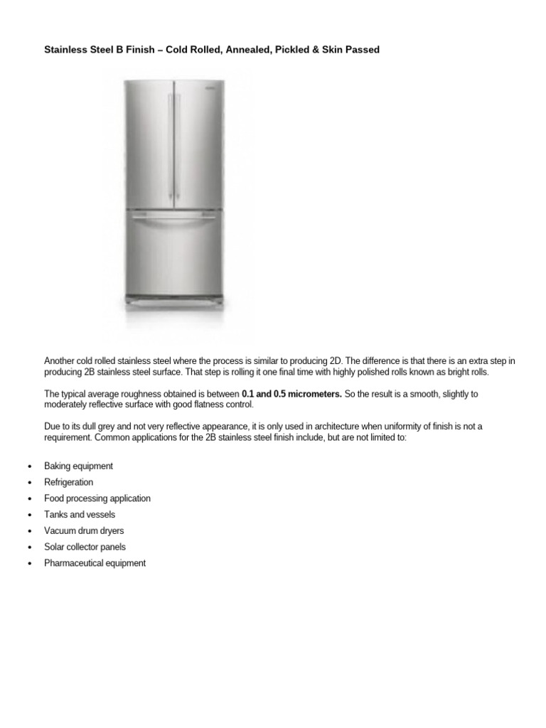 Stainless Steel B Finish | PDF | Technology & Engineering