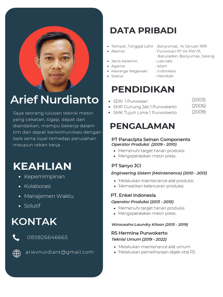 CV Ariev Nurdiant - Compressed-Dikompresi | PDF