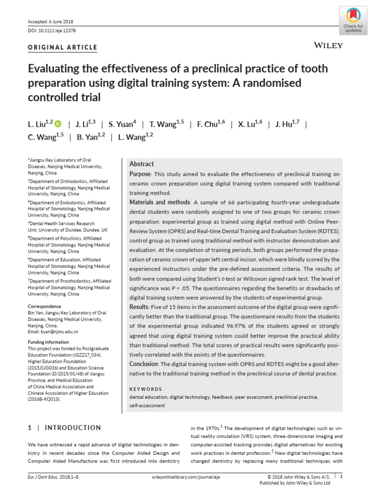 Evaluating The Effectiveness of A Preclinical Practice of Tooth | PDF ...