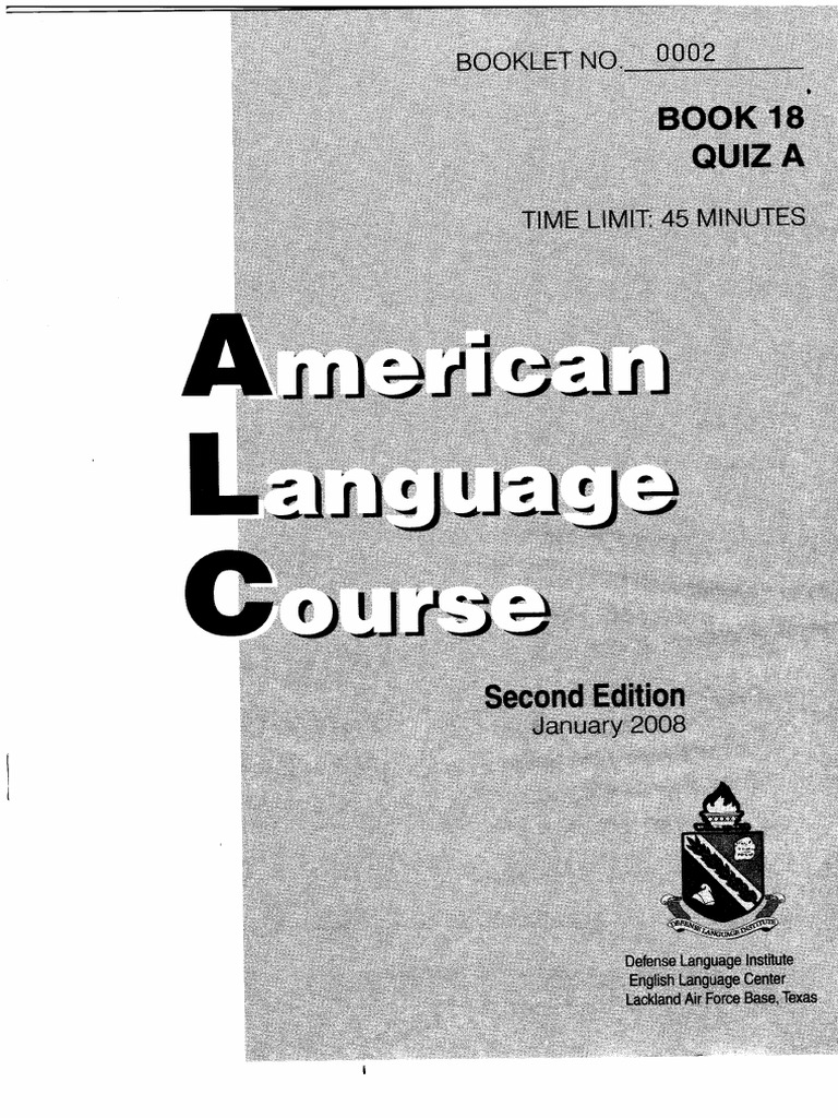 American Language Course Book 18 Quiz A | PDF