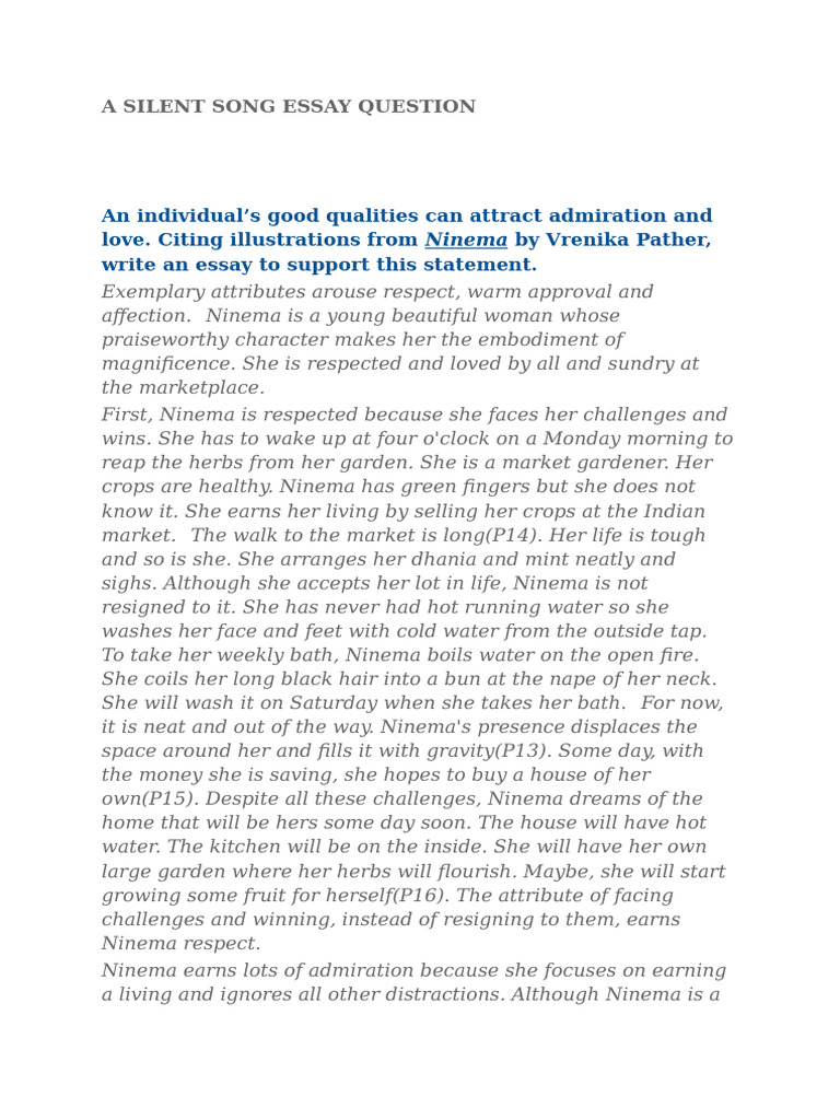 A Silent Song Essay | PDF | Marriage | Wedding