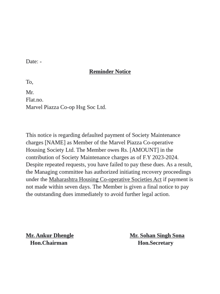 Defaulter Notice | PDF