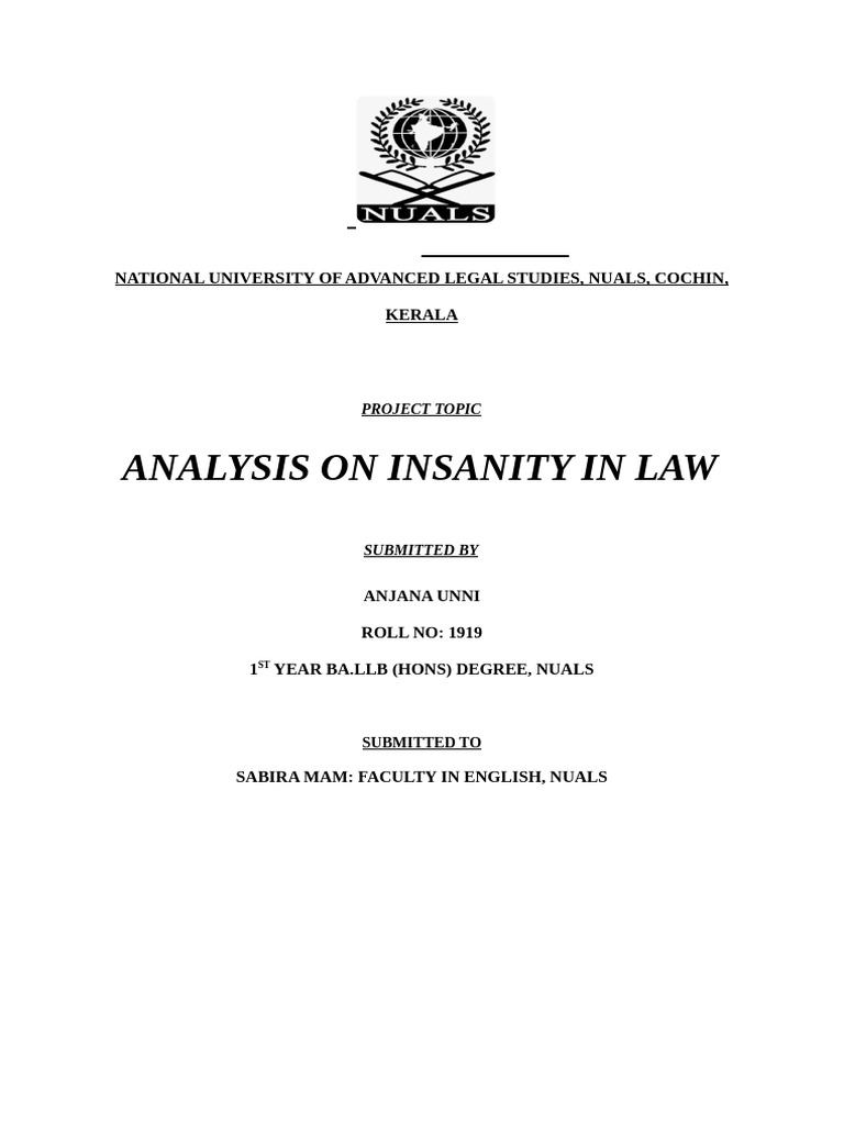 Analysis of Insanity in Law | PDF | Insanity Defense | Legal Procedure