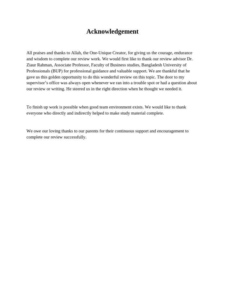 Acknowledgement | PDF | Self-Improvement | Wellness