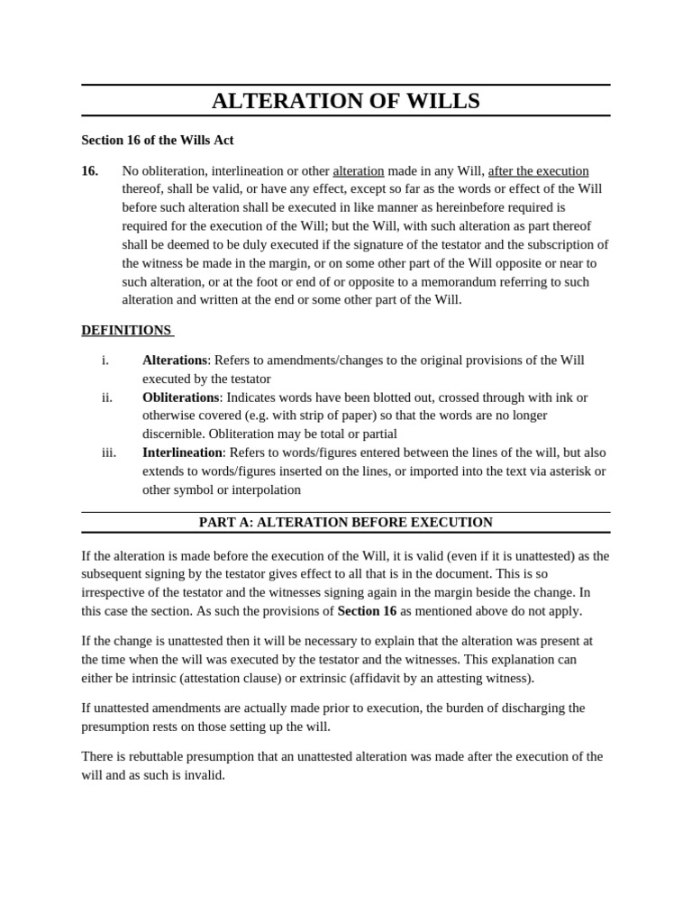 ALTERATION OF WILLS | PDF | Will And Testament | Common Law