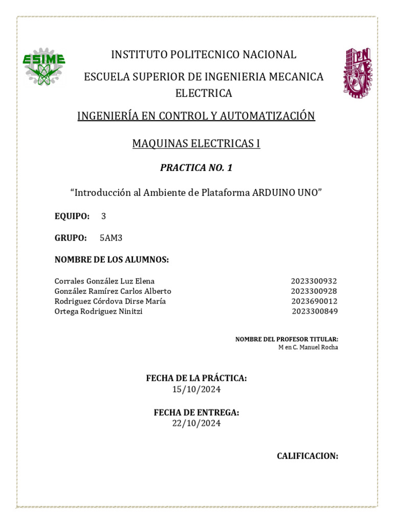 Practica 1 Introducción Ambiente Arduino Pdf Arduino