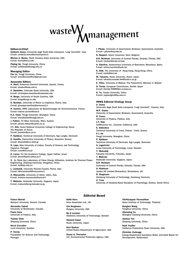 Editorial-Board 2020 Waste-Management | PDF | Science & Mathematics