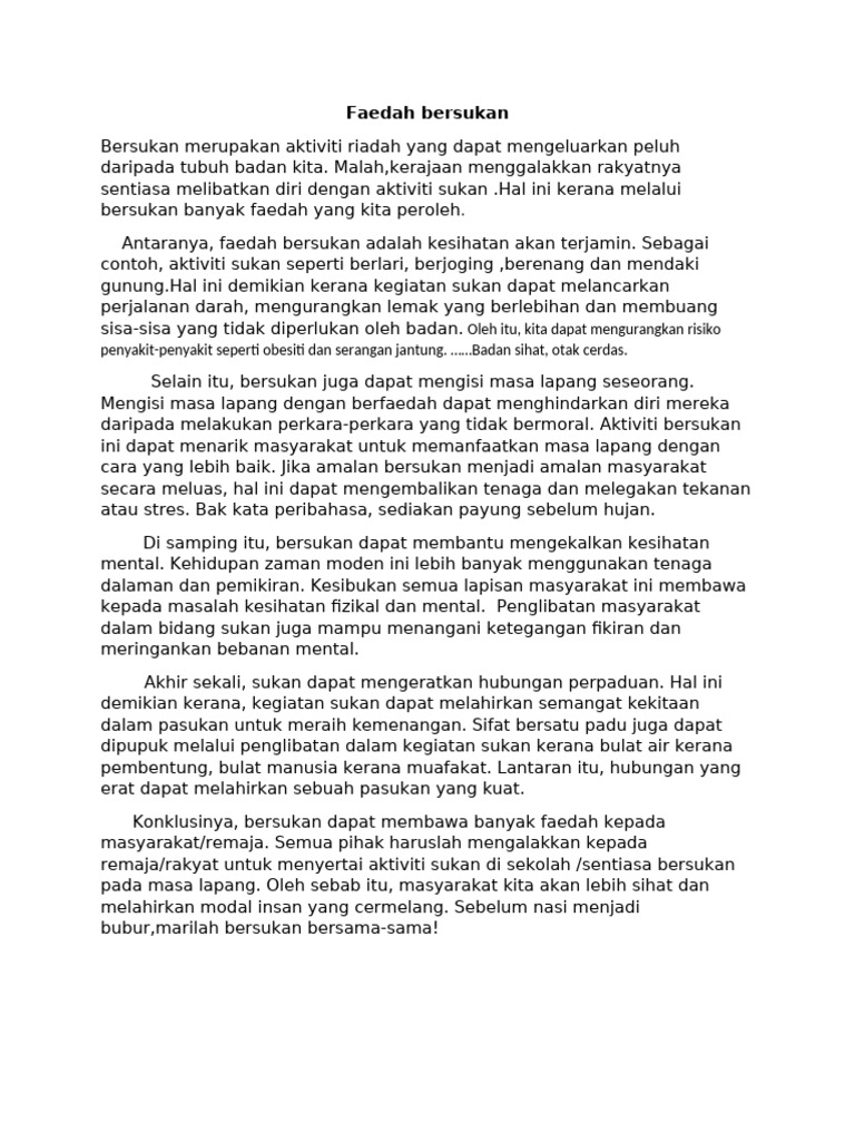 5 Faedah Utama Bersukan | PDF | Pengembangan Diri | Kesehatan Holistik