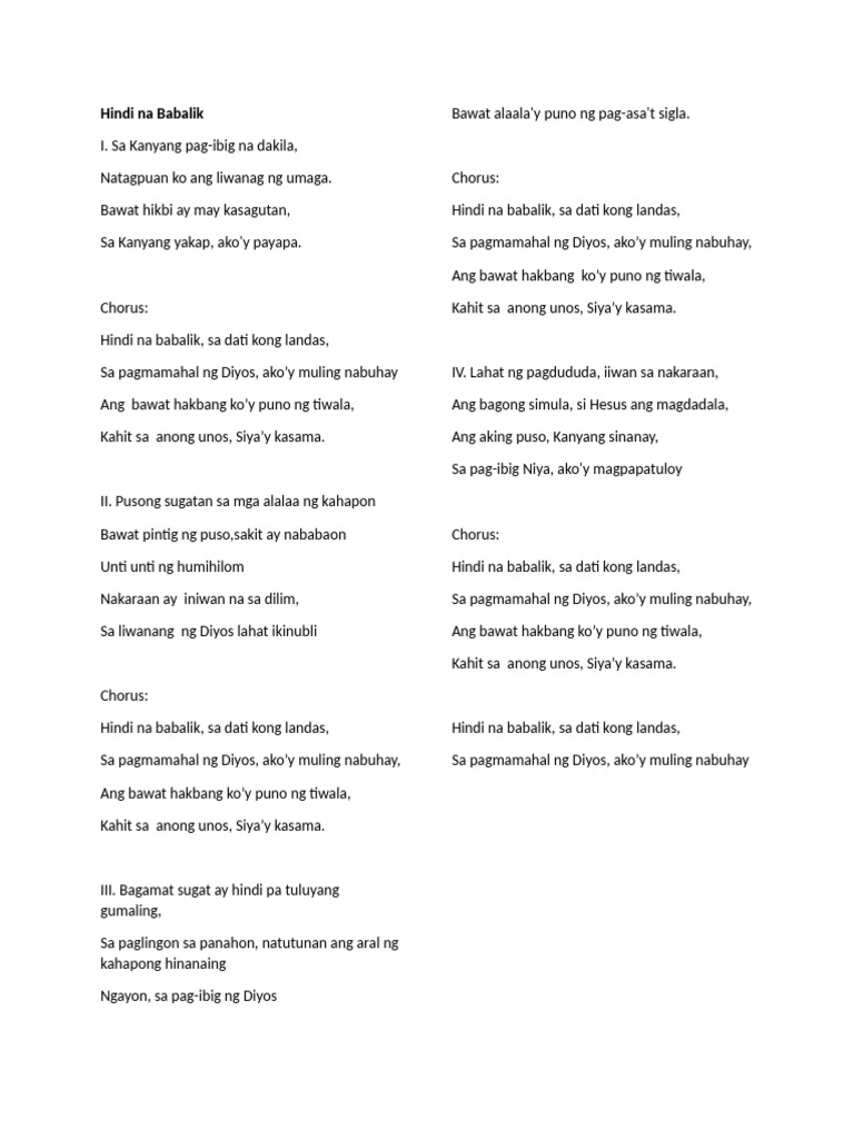 Hindi Na Babalik | PDF