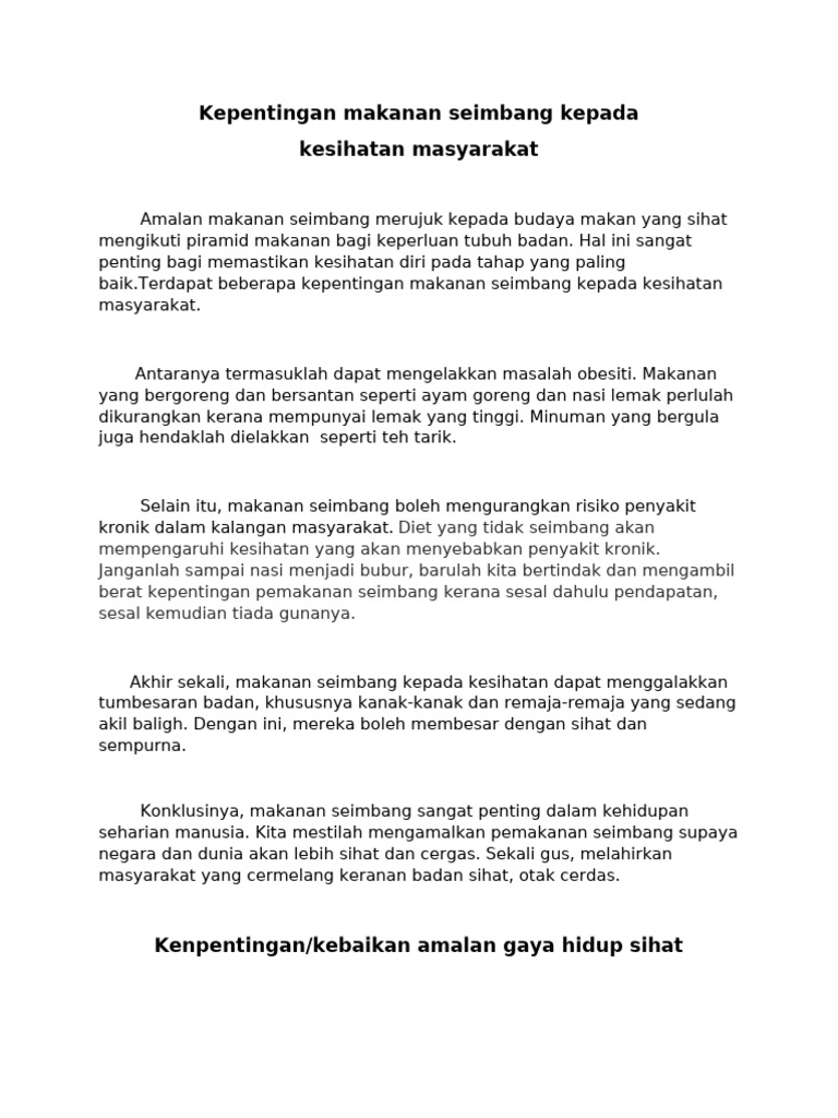 Tema Kesihatan Karangan | PDF | Kesehatan Holistik | Gaya Hidup