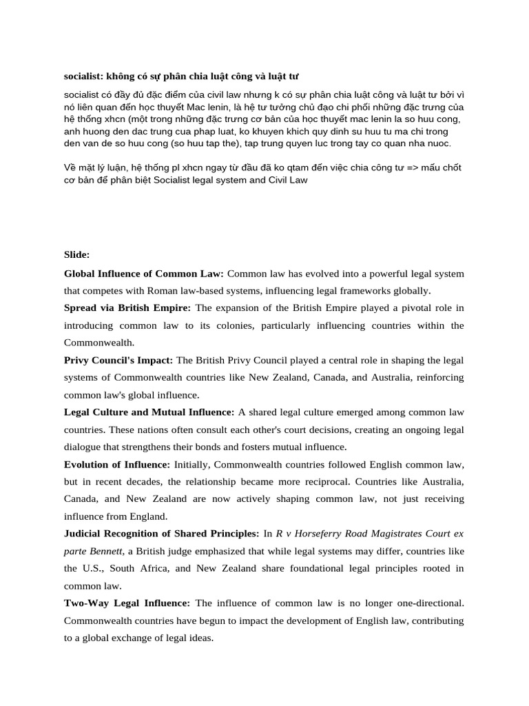 Common Law's Global Influence and Evolution | PDF | Common Law | Precedent