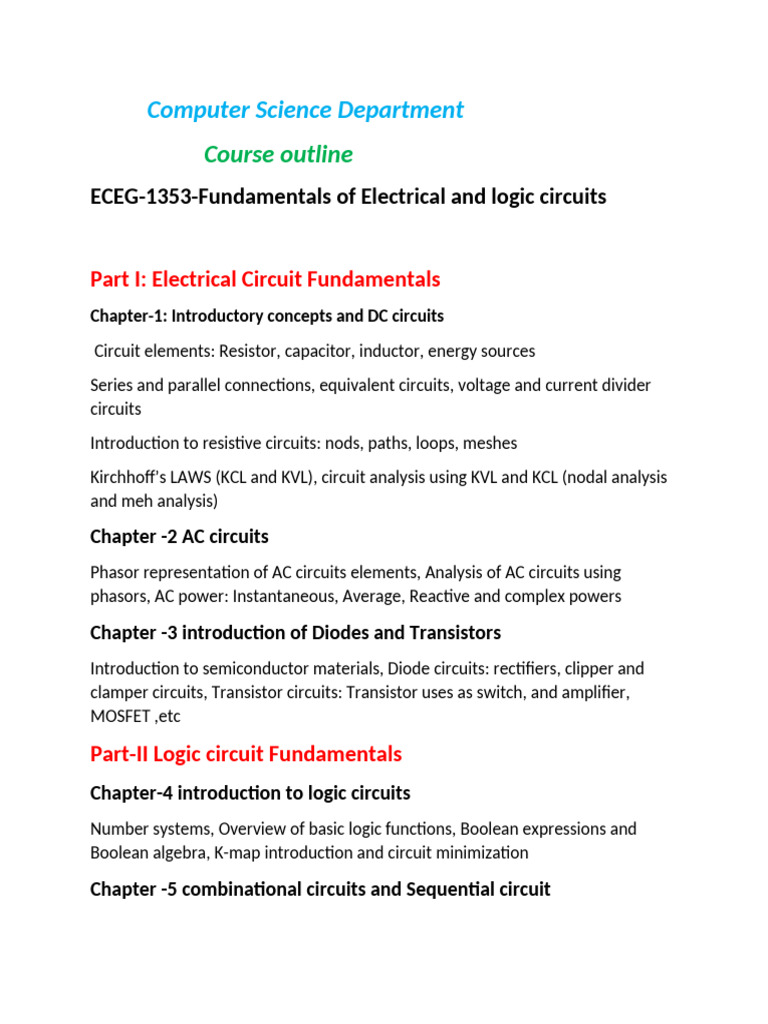 Course Outline Fundam Digital | PDF