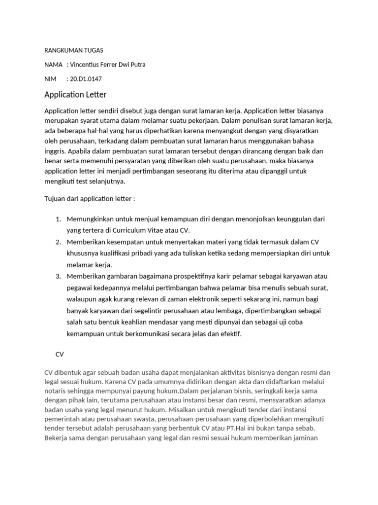 Vincentius Ferrer Dwi Putra - 20.D1.0147 - TUGAS 15 JUNI | PDF