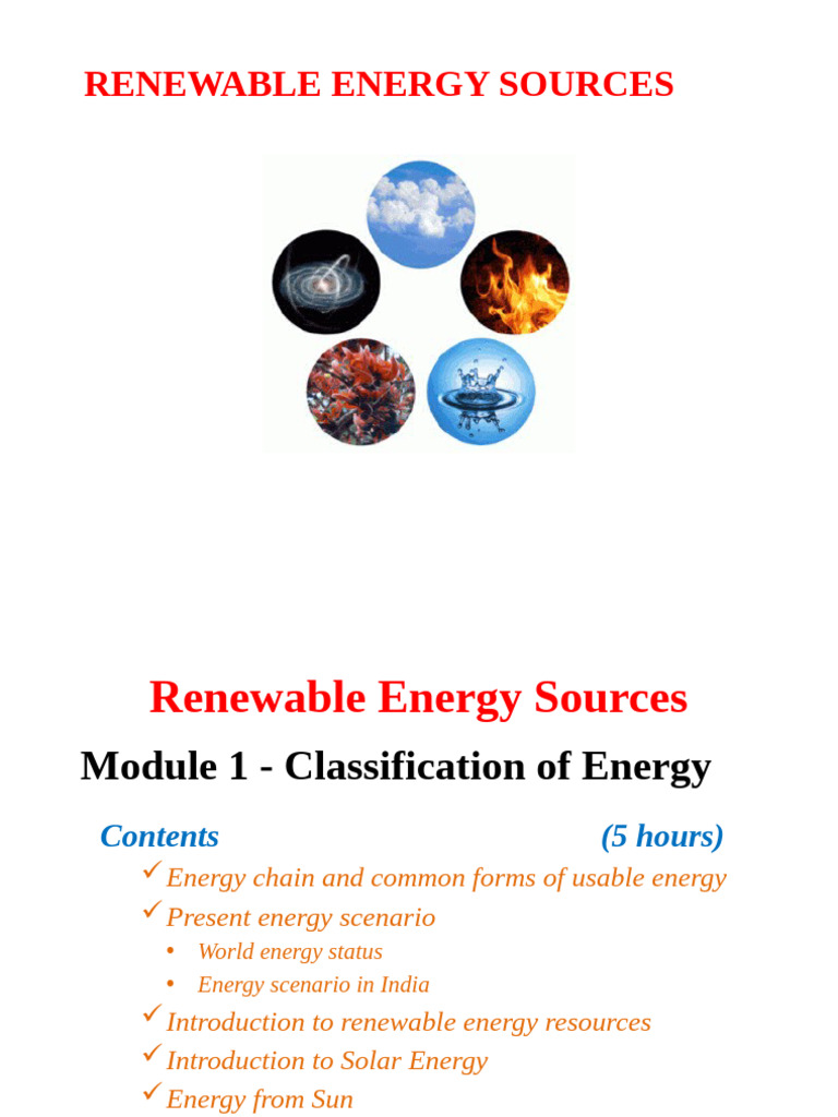 Overview of Renewable Energy Sources | PDF | Renewable Energy | Energy ...