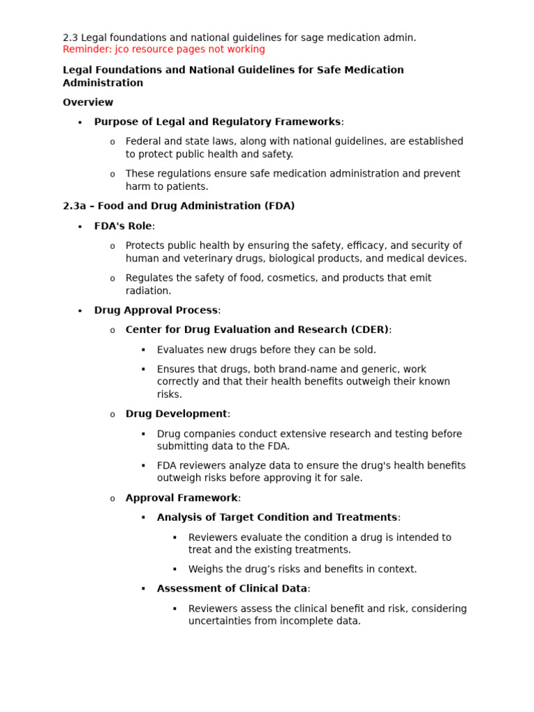 Legal Guidelines for Safe Medication Use | PDF | Food And Drug ...