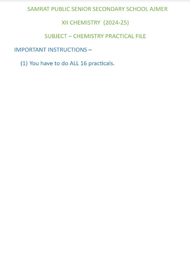 Chemistry XII Practical | PDF