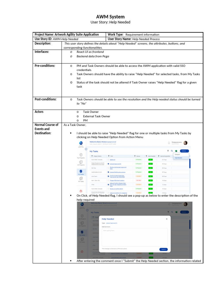 AWM HelpNeeded Process | PDF | Software Engineering | Information Technology