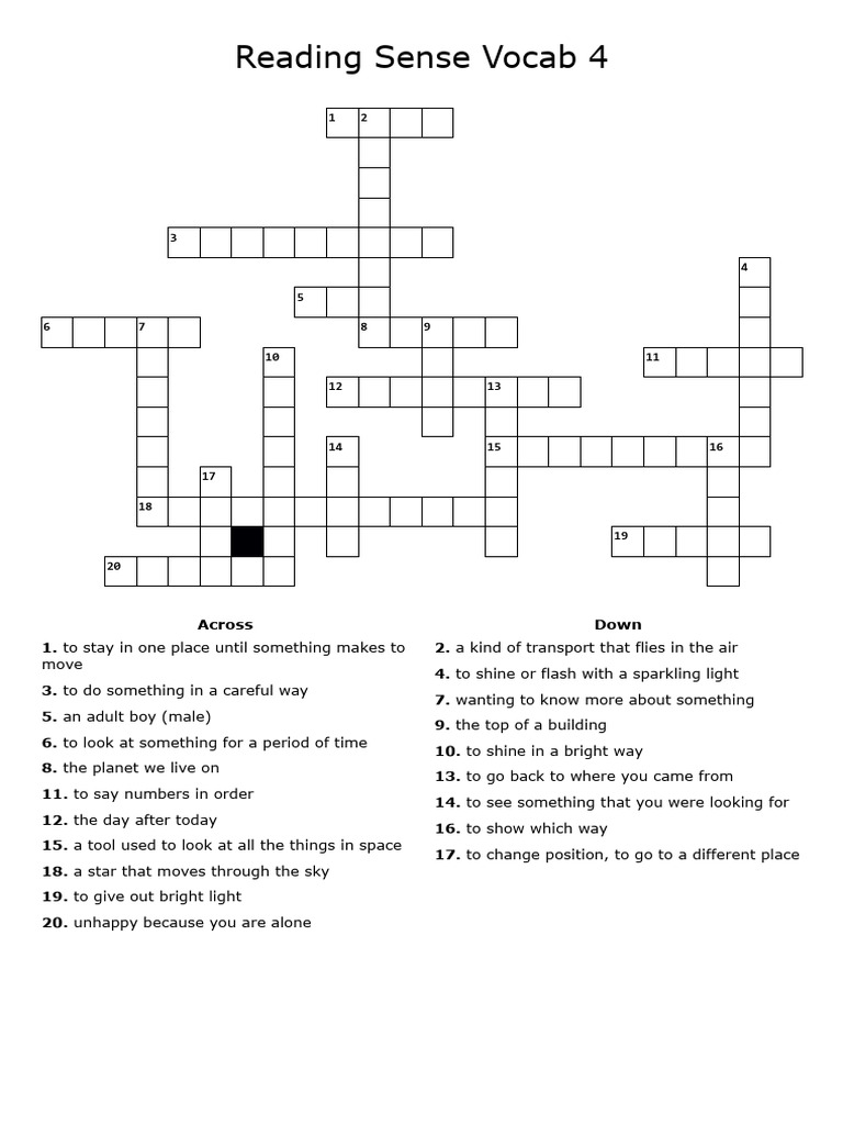 Reading Sense Vocab 4 - Crossword Labs | PDF