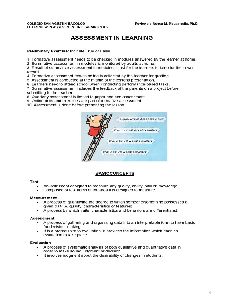 LET-Assessment 1 Adn 2 Review Notes 2022 | PDF | Educational Assessment ...