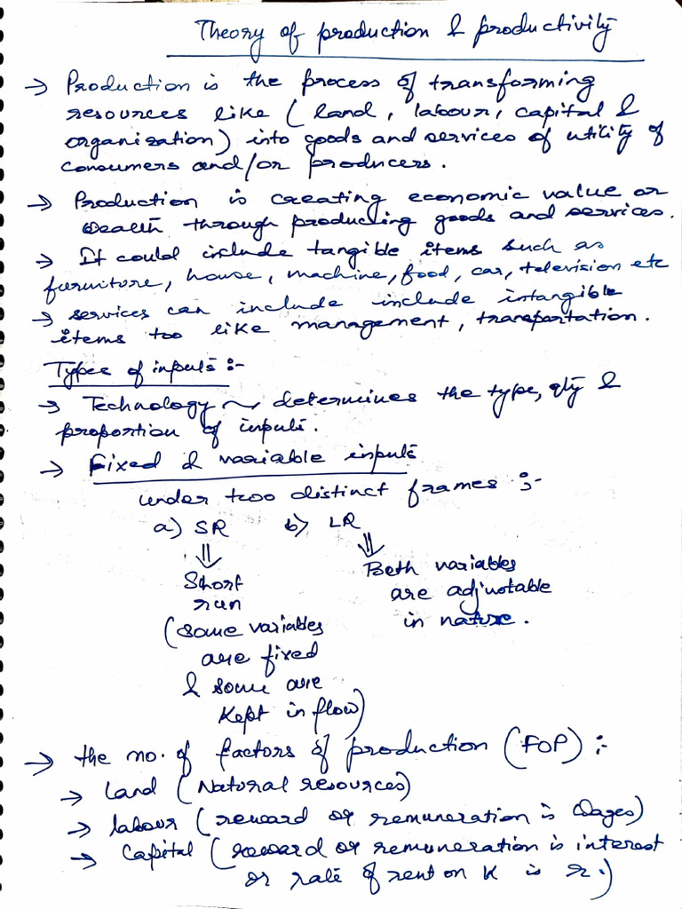 Theory of production - Productivity Economic | PDF
