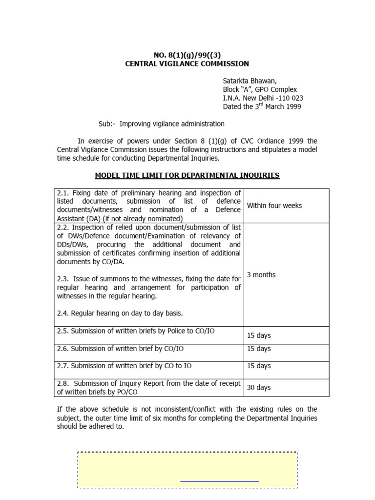 C13-Model Rime Limit For Departmental Enquiry | PDF | Government Of ...