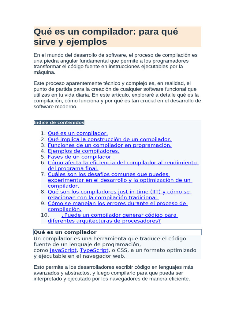 Qué Es Un Compilador | PDF | Compilador | Programación