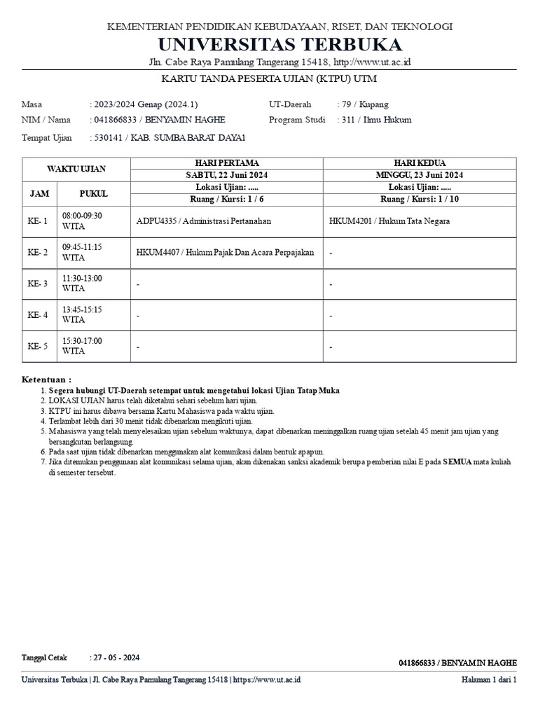 Ktpu Benyamin Haghe | PDF