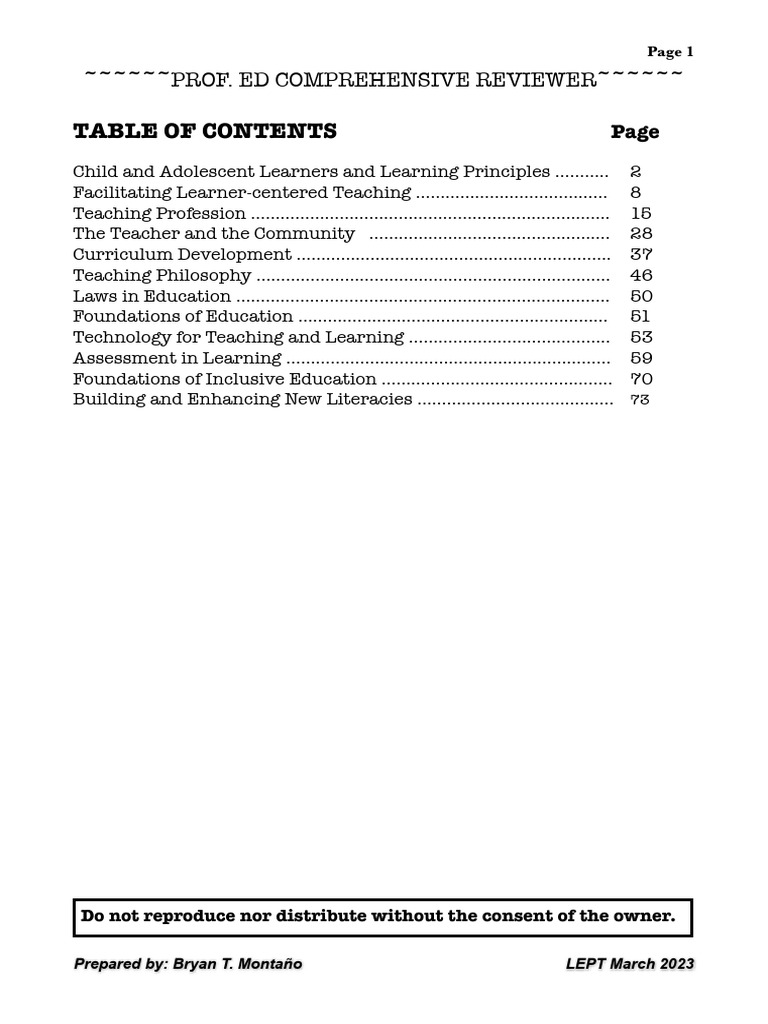 COMPREHENSIVE PROF ED REVIEWER (Complete) | PDF | Language Acquisition ...