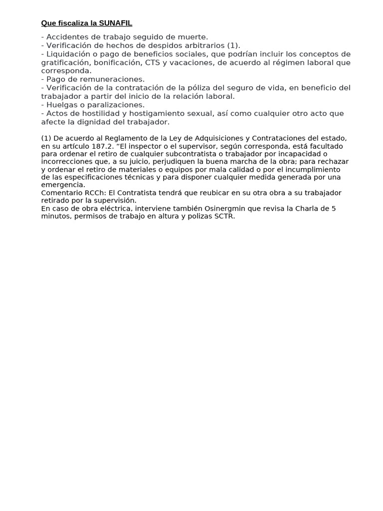 Fiscalización Laboral SUNAFIL | PDF