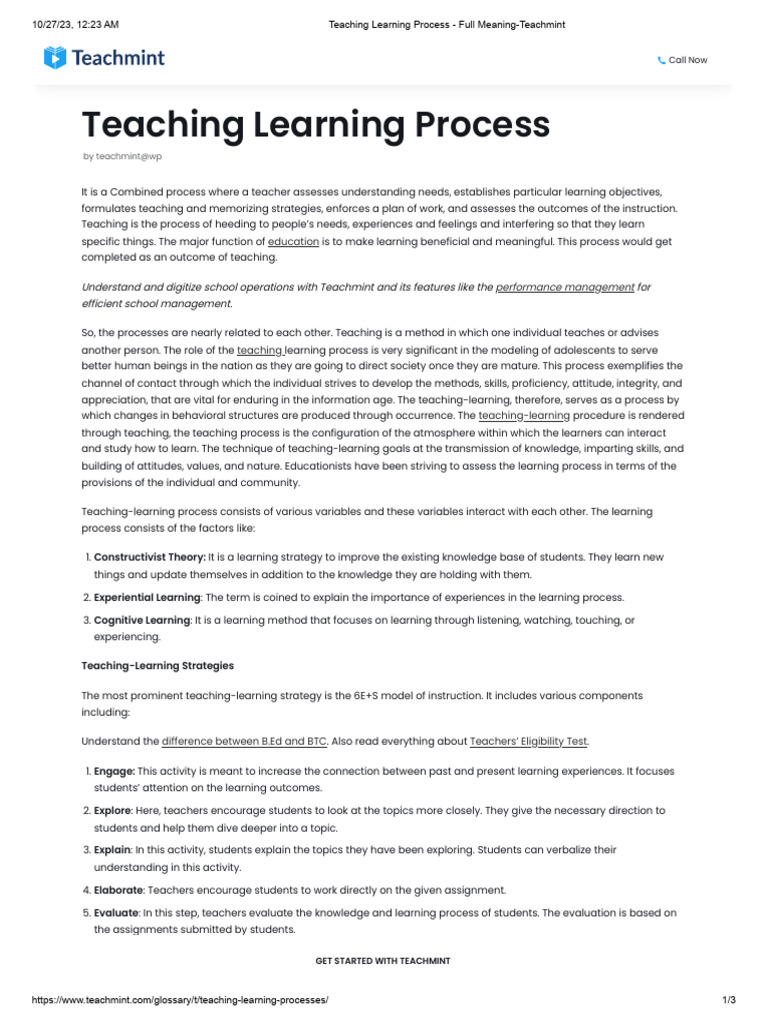 Teaching-Learning Process Guide | PDF | Learning | Teachers