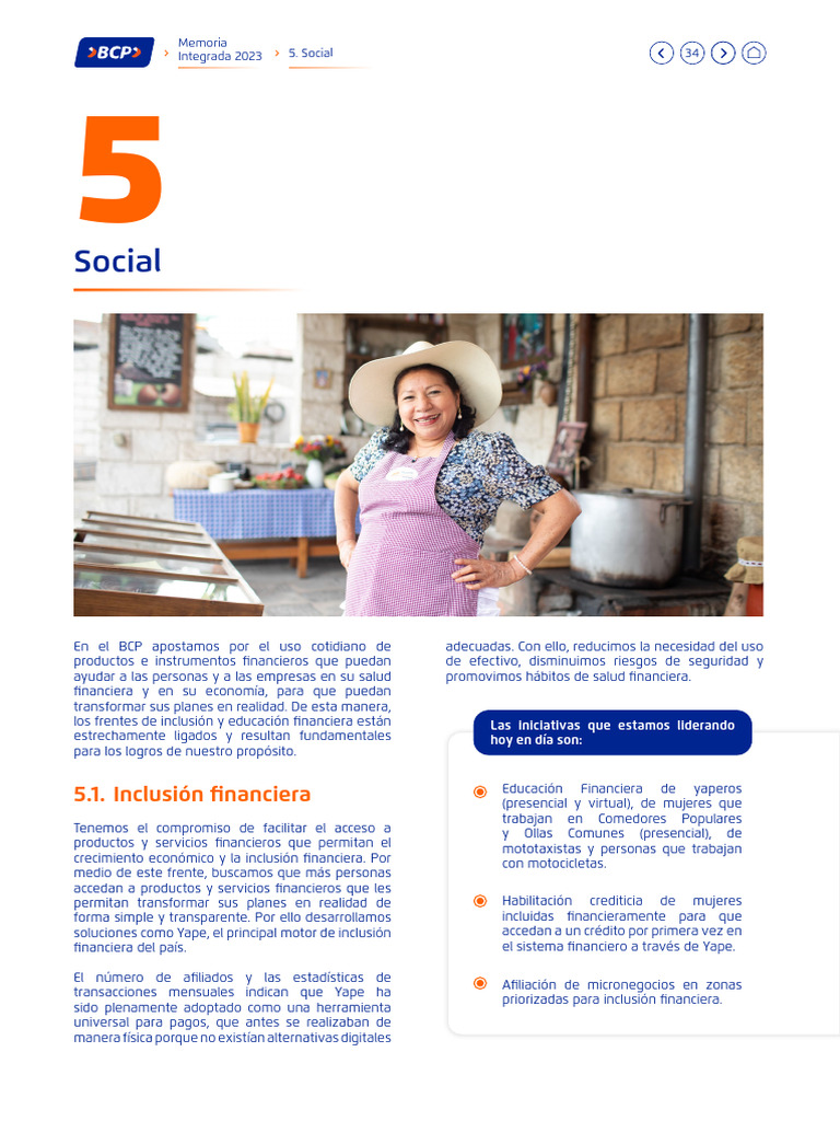 Memoria Integrada BCP 2023 - Pilar Social | PDF | Educación financiera | Inclusión financiera