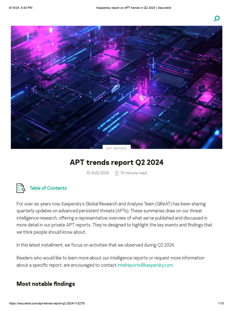 APT Trends Report Q2 2024 Insights | PDF | Malware | Cybercrime