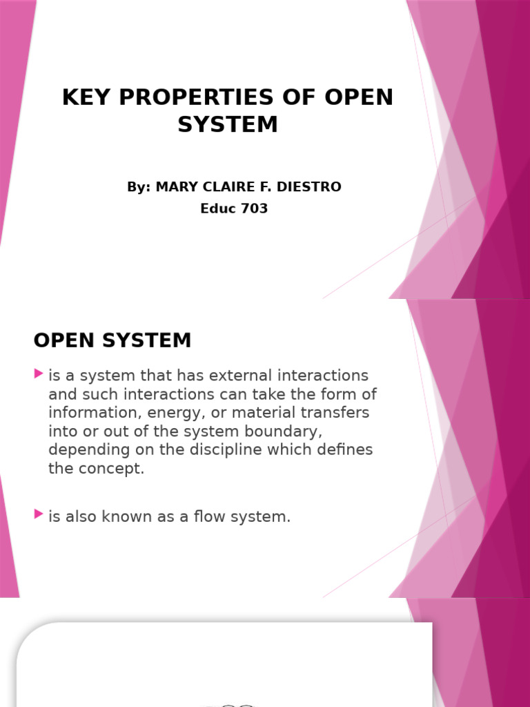 Key Properties of Open Systems | PDF | System | Self Organization