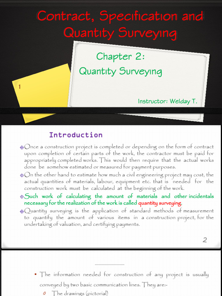 CH 2 Quantity Surveying | PDF | Measurement | Specification (Technical ...