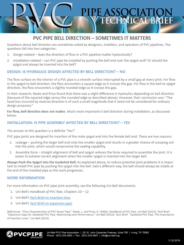 PVC Pipe Bell Direction Guide | PDF | Pipe (Fluid Conveyance) | Tap (Valve)