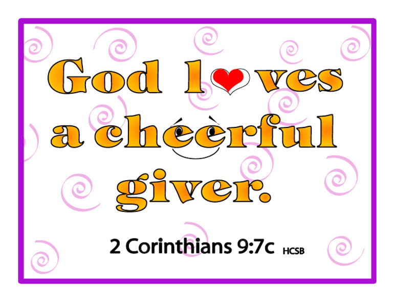 2 Corinthians 9 7c Bible Verse Poster | PDF