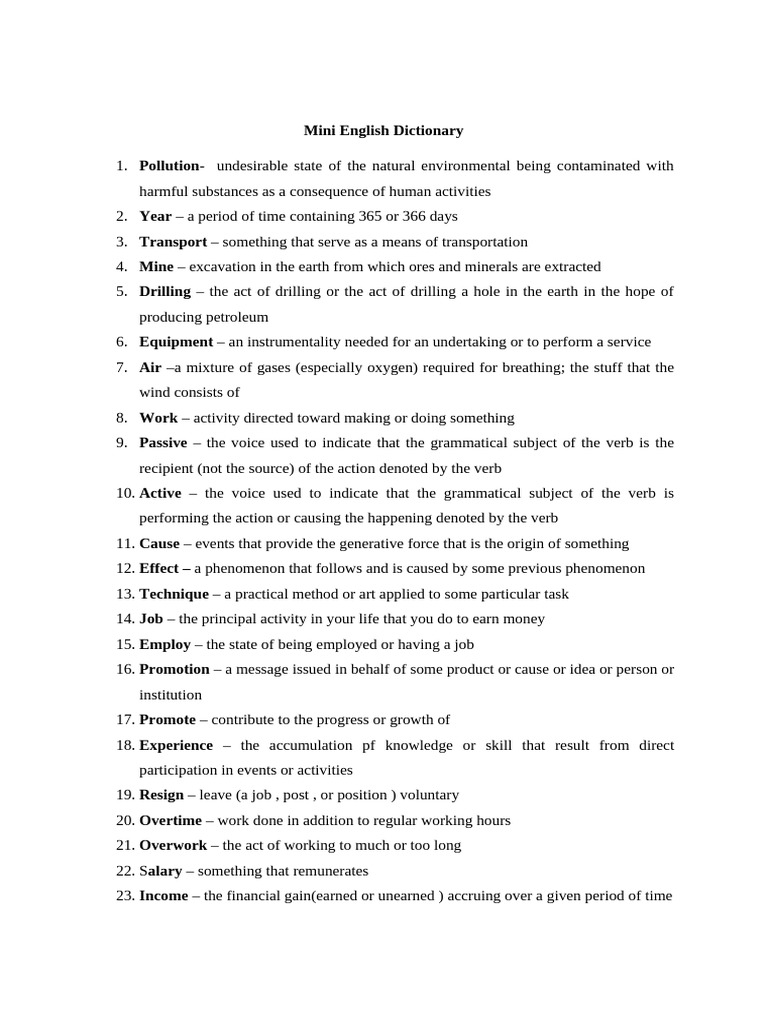 Mini English Dictionary | PDF | Chemical Substances | Emission Spectrum