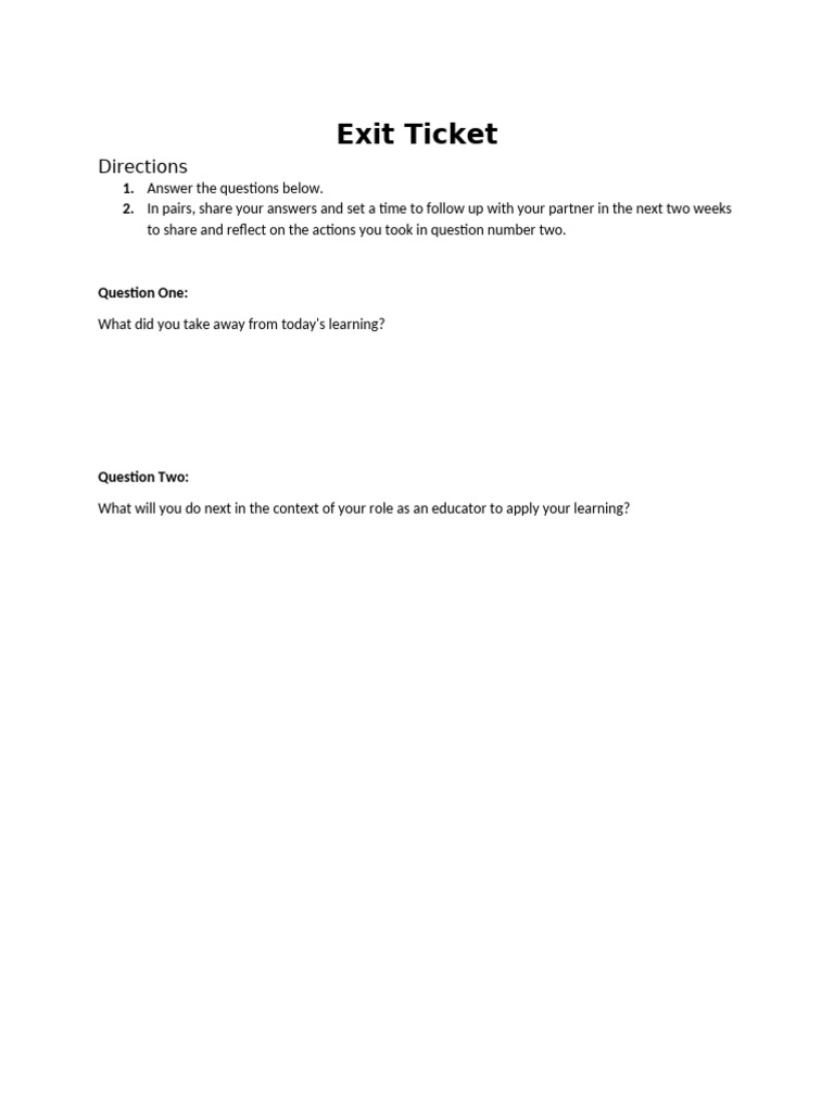 Exit Ticket | PDF