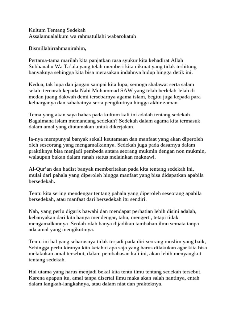 Kultum Tentang Sedekah | PDF