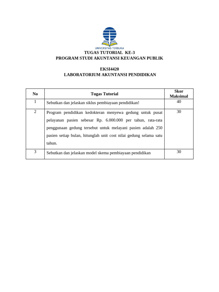 Rev - EKSI 4420 TUGAS TUTORIAL KE 3 | PDF | Bisnis