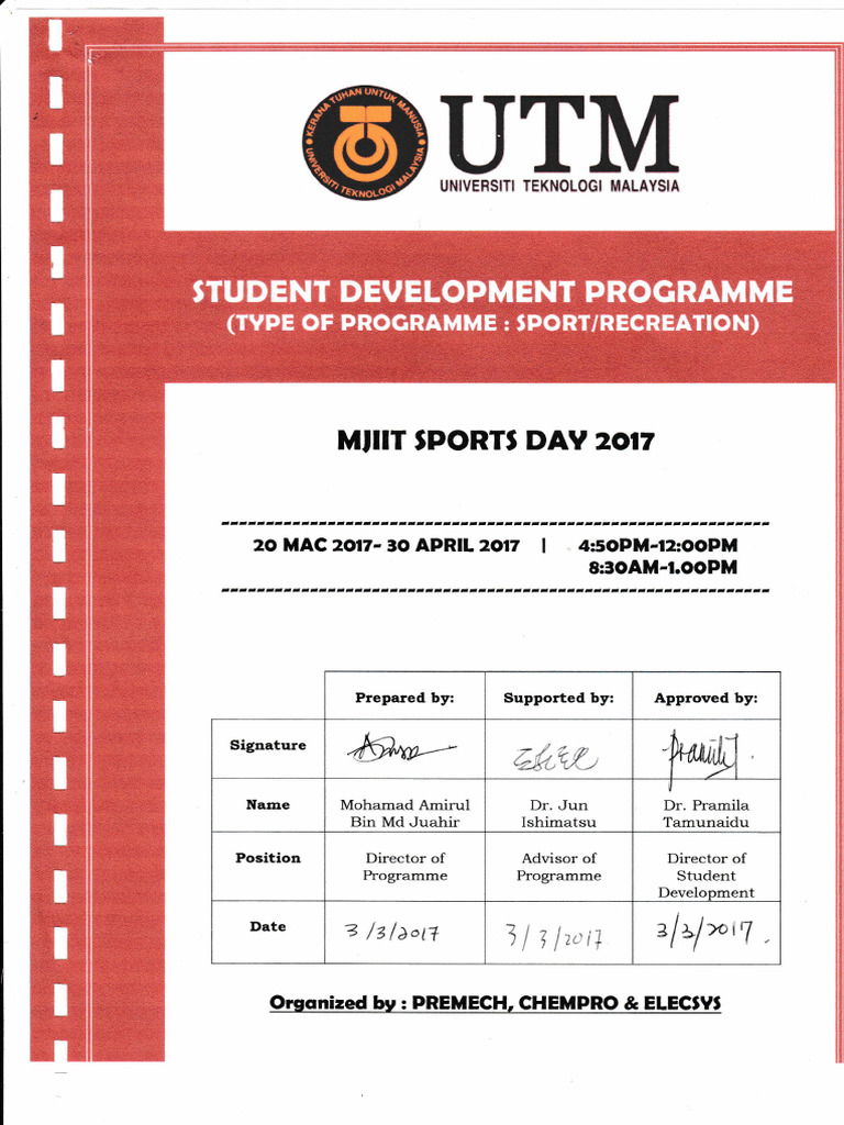 Paperwork Full MJIIT Sports Day | PDF