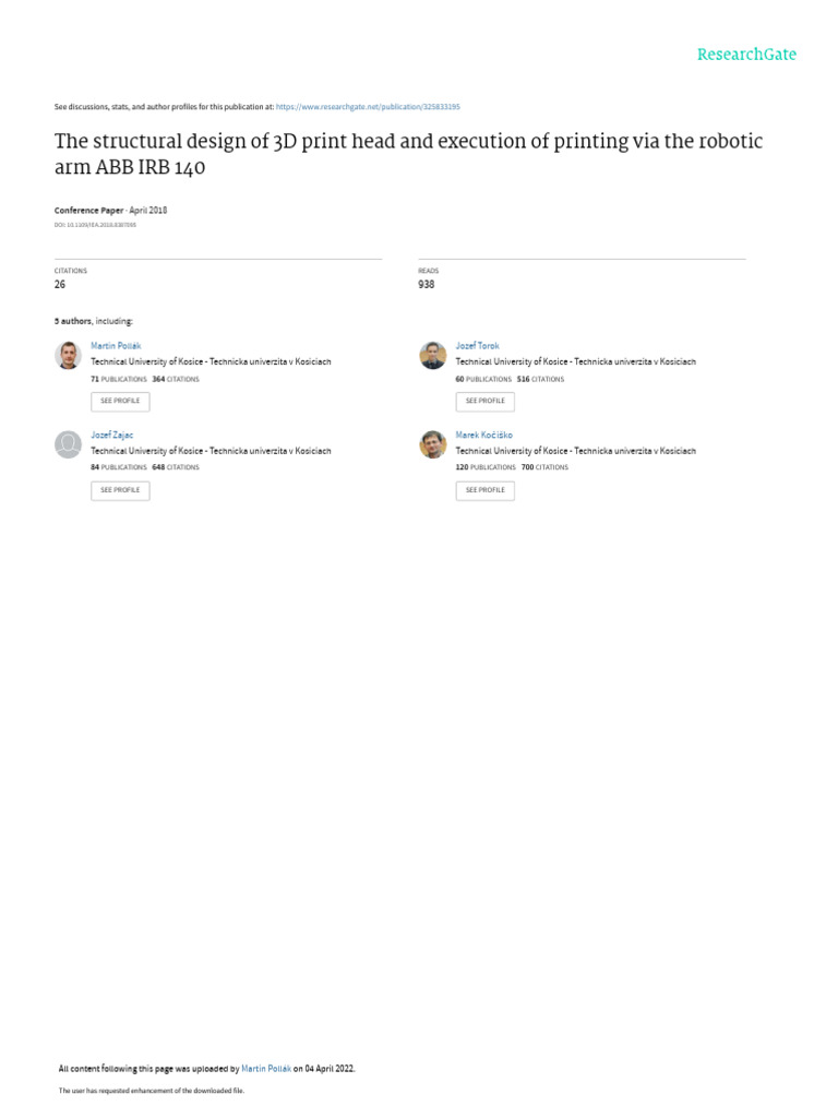 The Structural Design of 3D Print Head and Execution of Printing Via ...