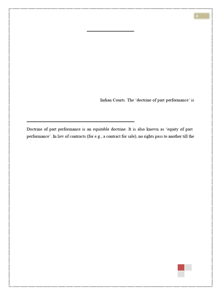 Tpa Doctrine of Part Performance | PDF | Lease | Equity (Law)
